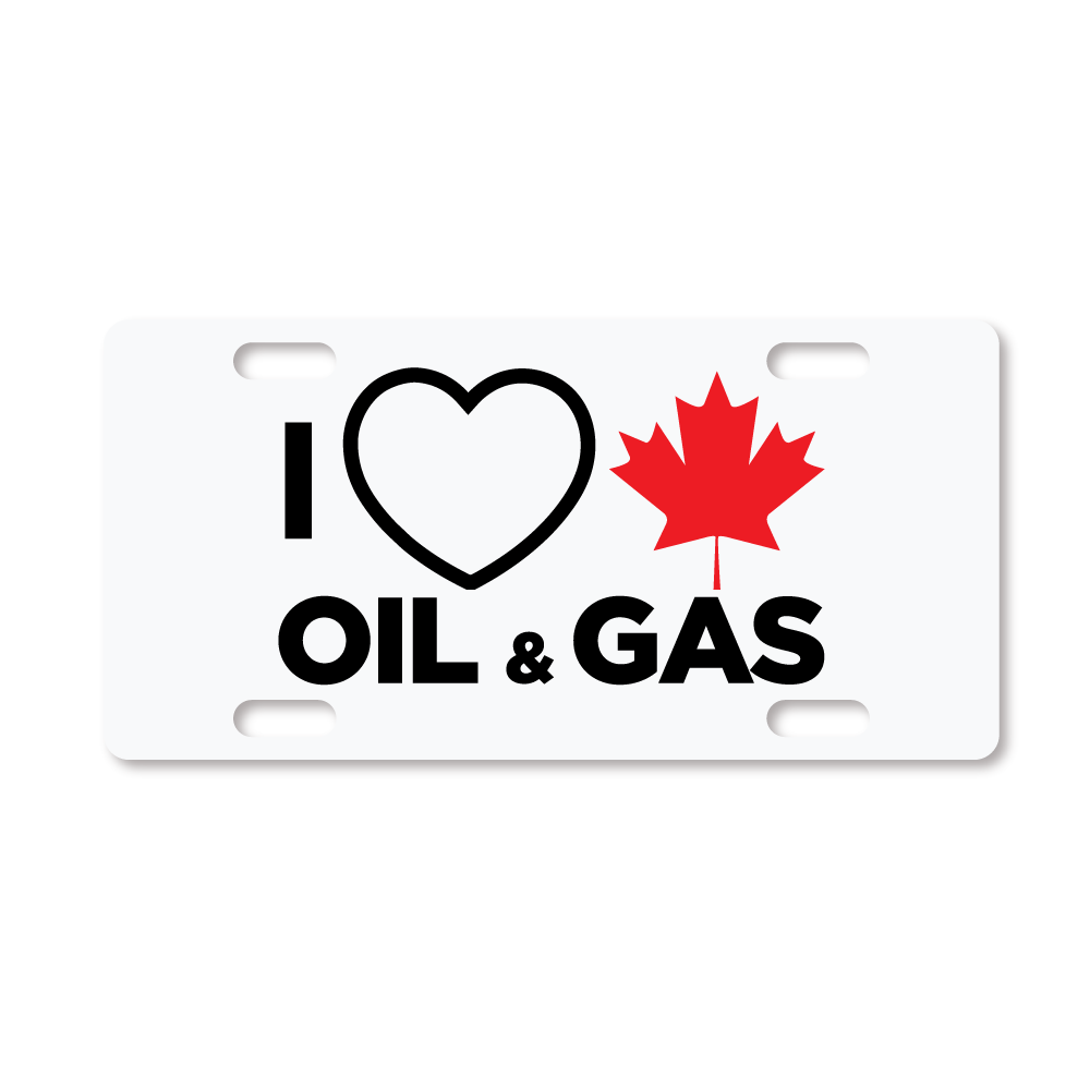 'I Love Oil & Gas' Aluminum License Plate – canadaactionstore.ca